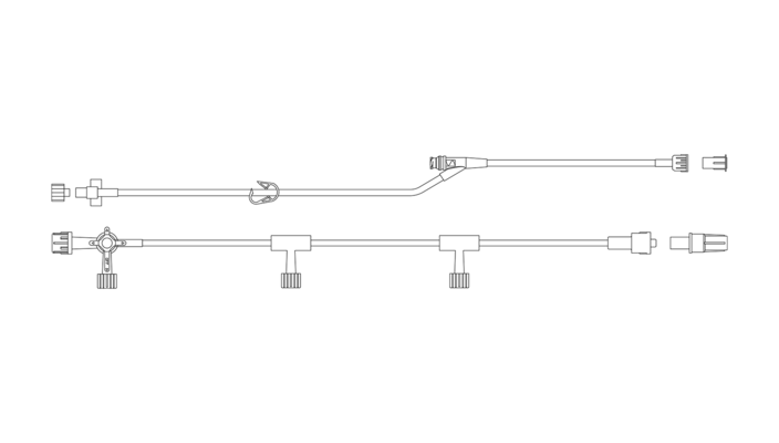 SmartSite™ extension set, pinch clamp(s), 4-way stopcock, 2 one way ...