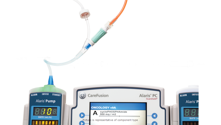 Secondary administration set, needle-free valve bag access, port low ...