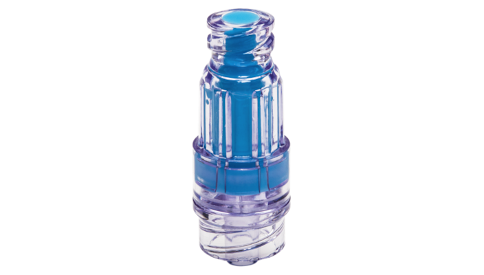 MaxZero™ zero reflux IV connector. Not made with DEHP. PV: 0.19mL ...
