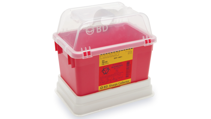 BD™ multi-use nestable sharps collector Hinge cap with Petals, 7.6L ...